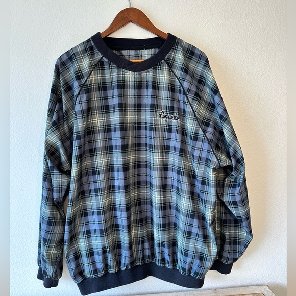 Izod | Jackets & Coats | Izod Blue Plaid Windbreaker Pullover | Poshmark